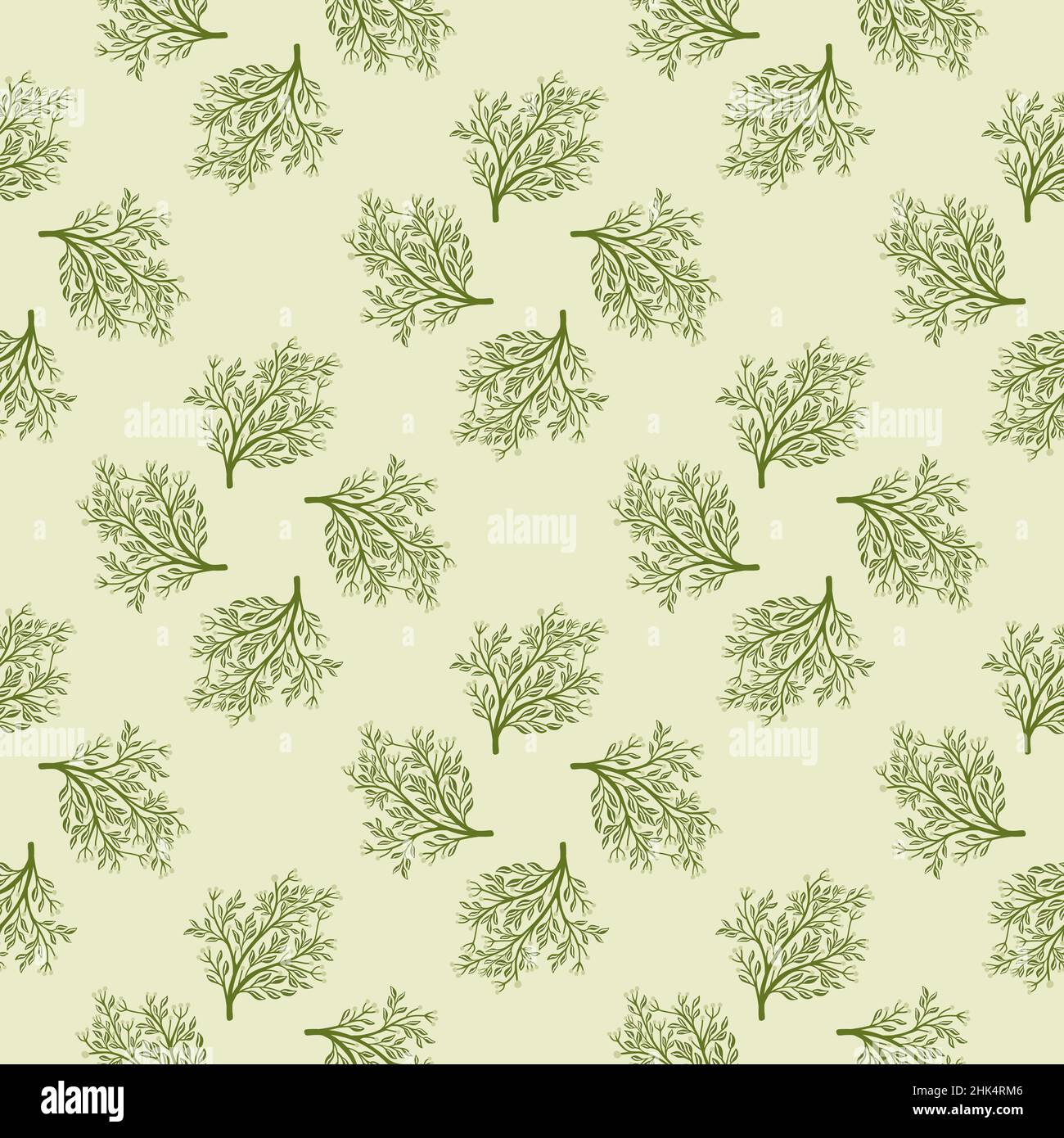 Plant seamless forest pattern with simple green tree silhouettes ...