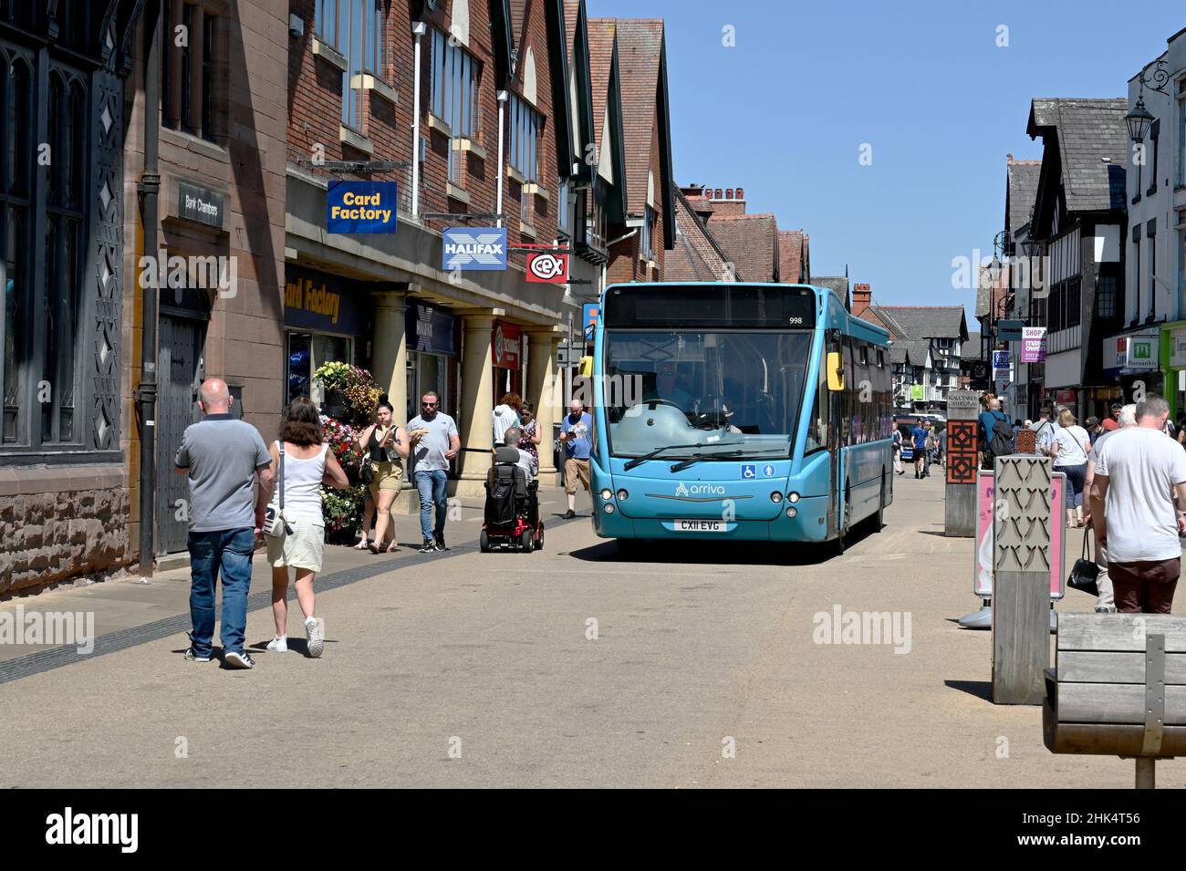 Chester, England - July 2021: Public service bus driving slowly through ...