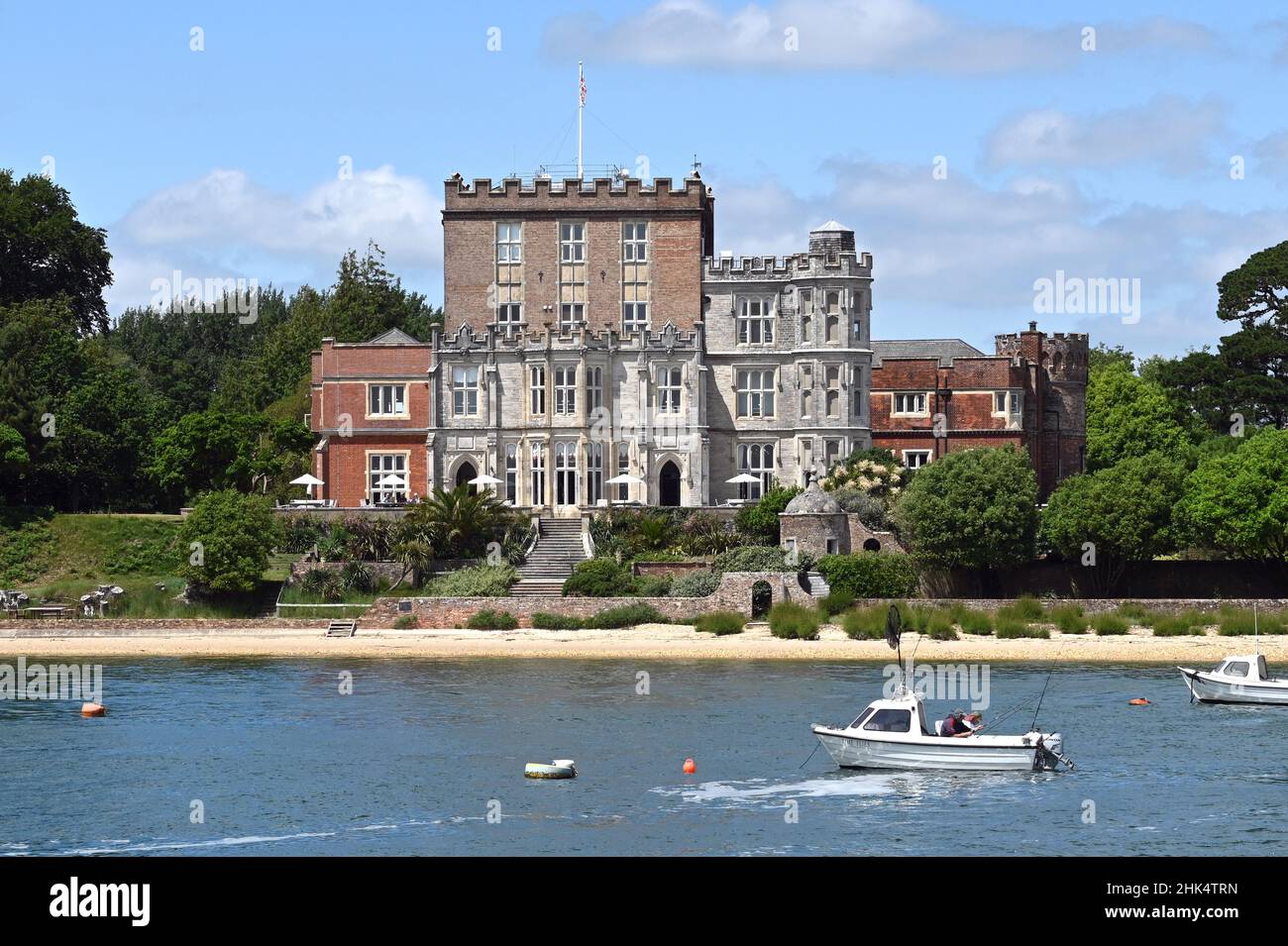 Poole Harbour, Dorset, England - June 2021: Building on Brownsea Island ...