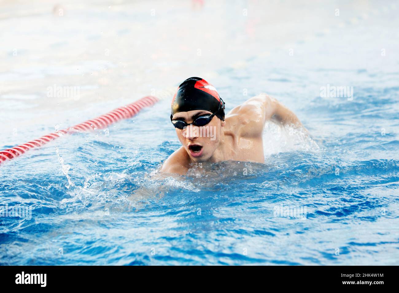 Professional male swimmer swimming in the pool Stock Photo - Alamy