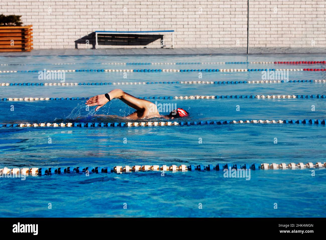 Professional male swimmer swimming in the pool Stock Photo - Alamy