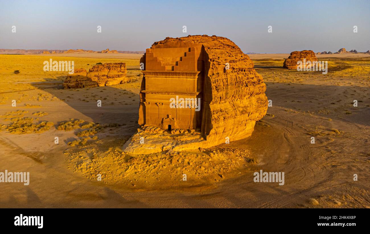Aerial of the Tomb of Lihyan, son of Kuza, Madain Saleh (Hegra) (Al ...