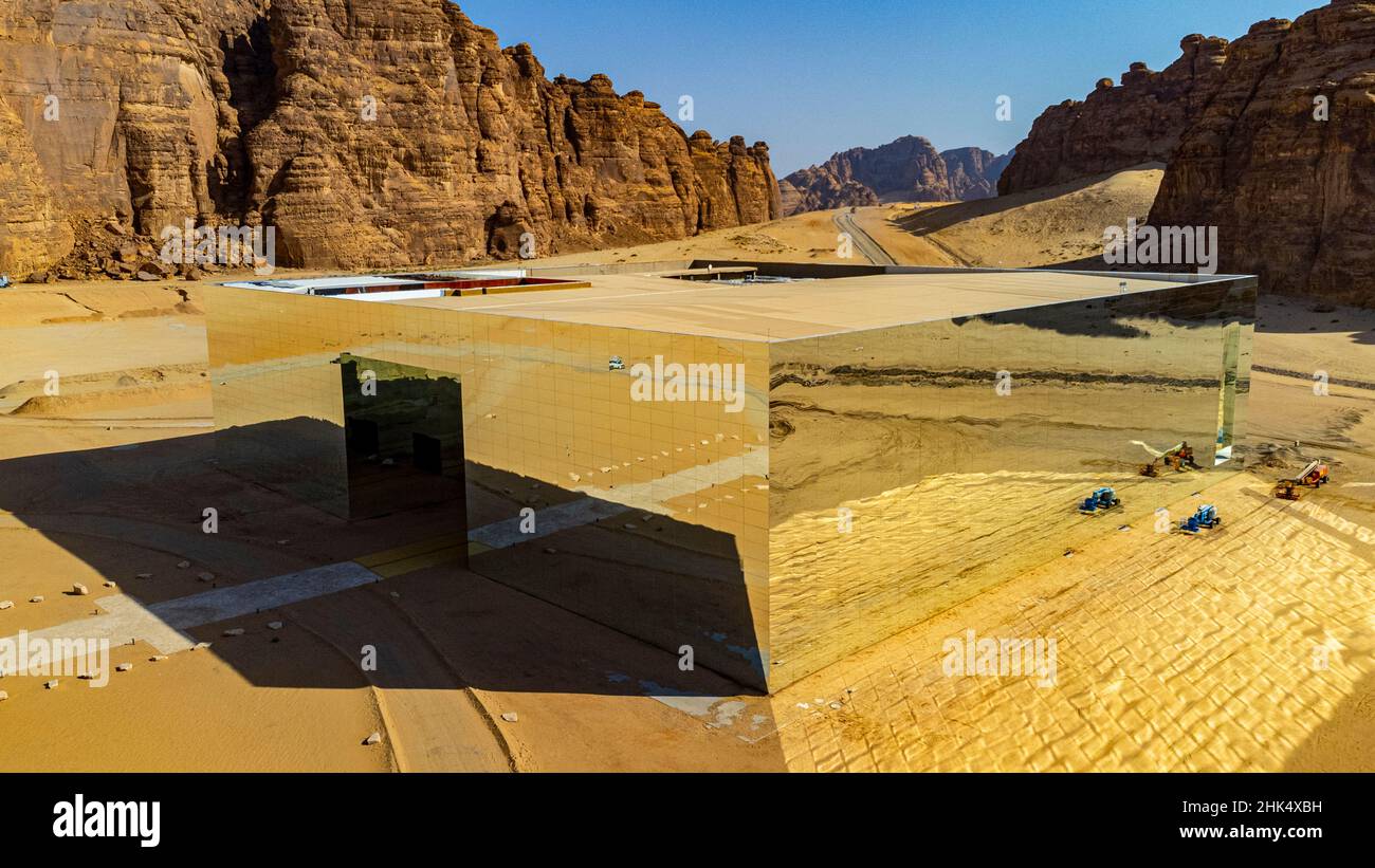 Aerial of the Maraya Concert Hall, Al Ula, Kingdom of Saudi Arabia ...