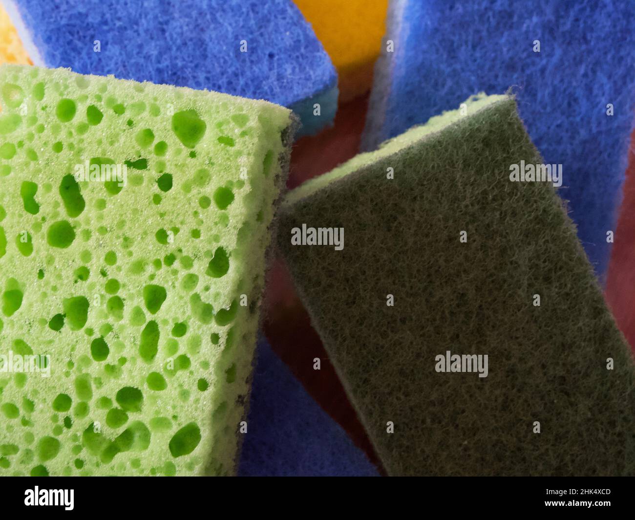 A few colorful sponges, a close-up shot Stock Photo - Alamy