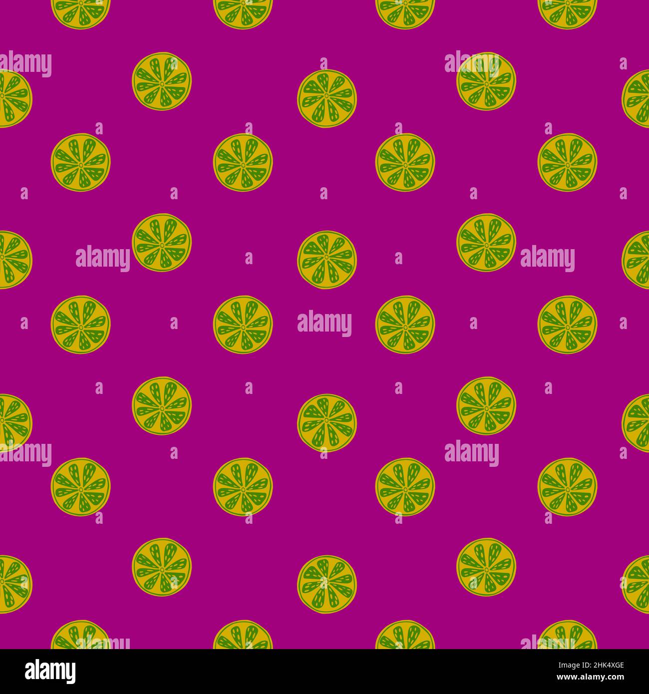 Bright seamless pattern with green simple lime slices ornament. Pink ...