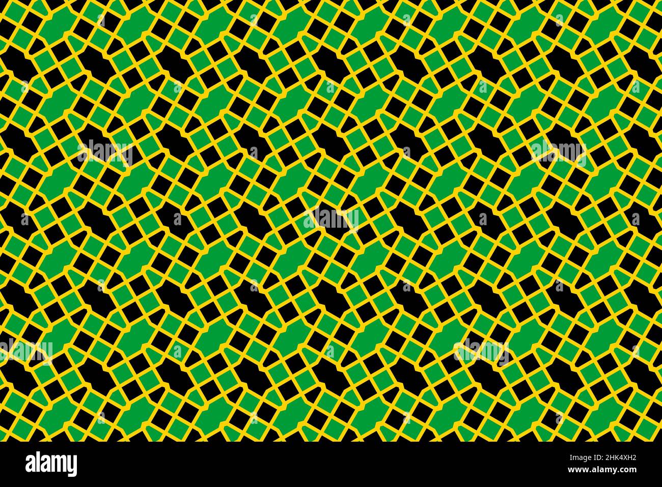 Geometric pattern in the colors of the national flag of Jamaica. The ...