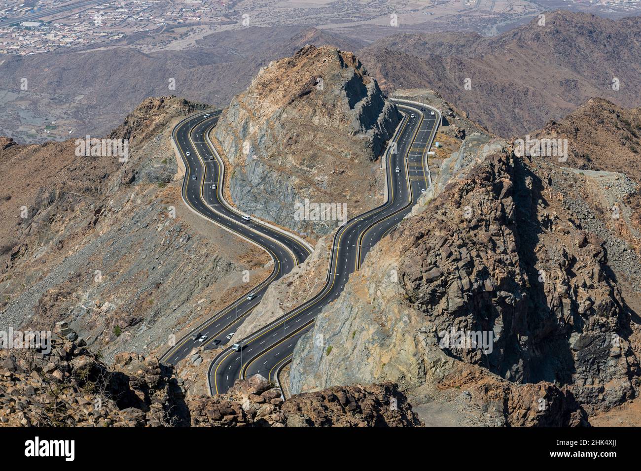 Al Hada road in between the mountains, Taif, Kingdom of Saudi Arabia ...