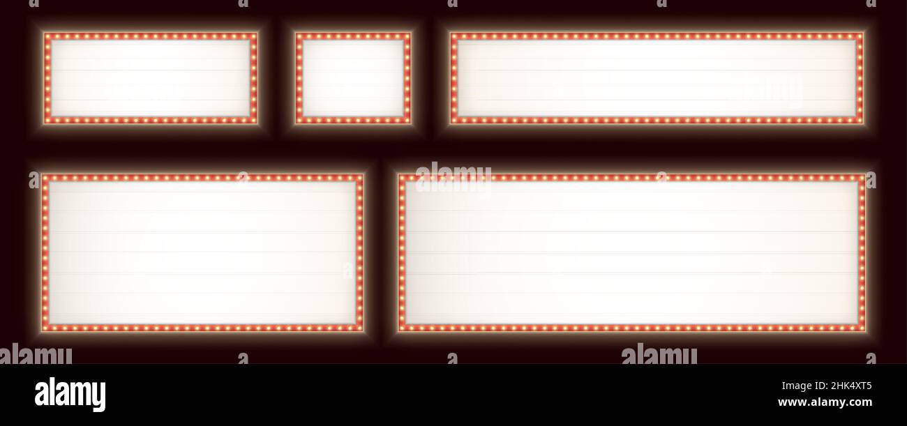 Retro lightbox set, realistic vintage rectangular frames with light ...