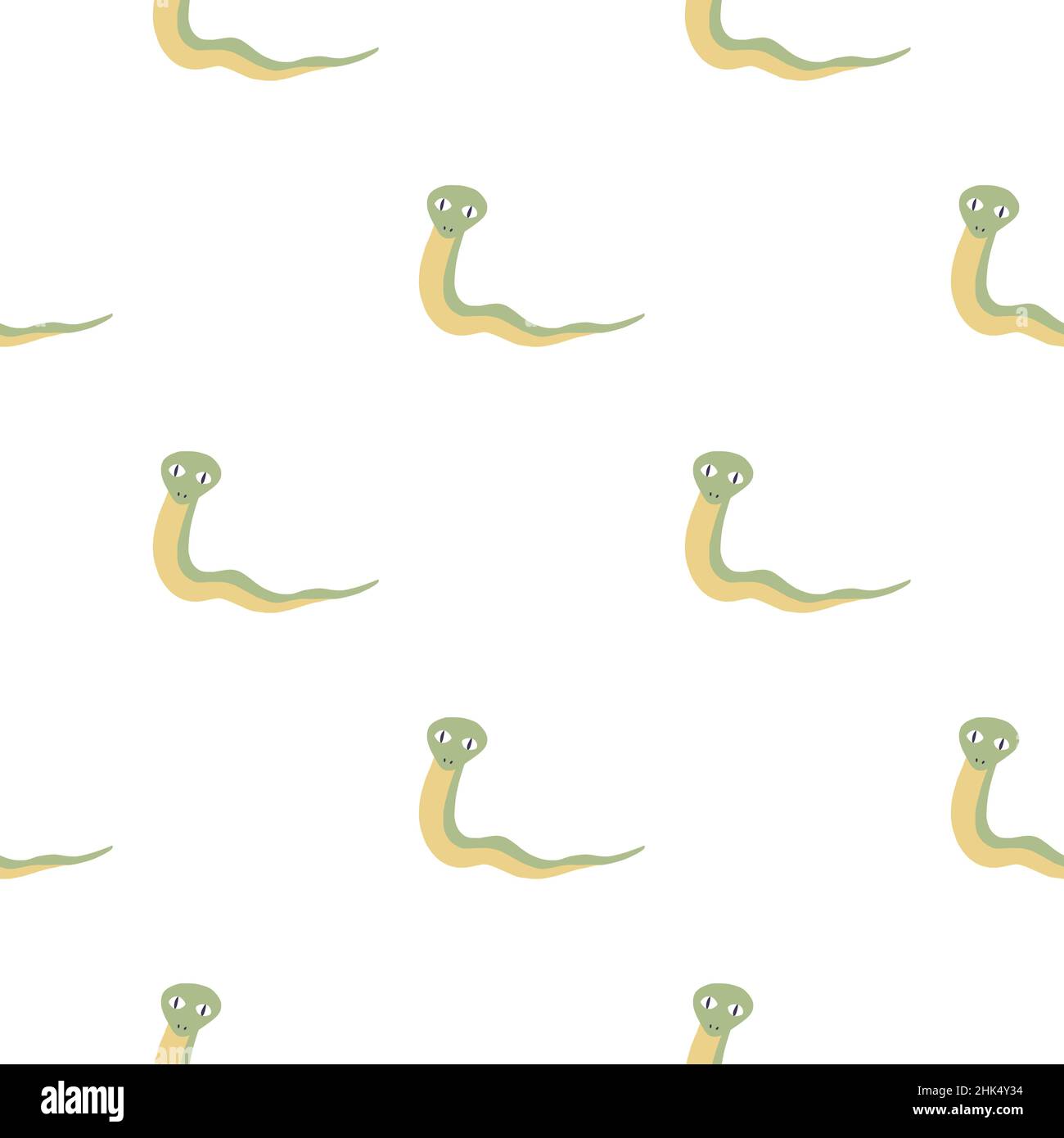 Animal seamless isolated pattern with green simple snakes print. White ...