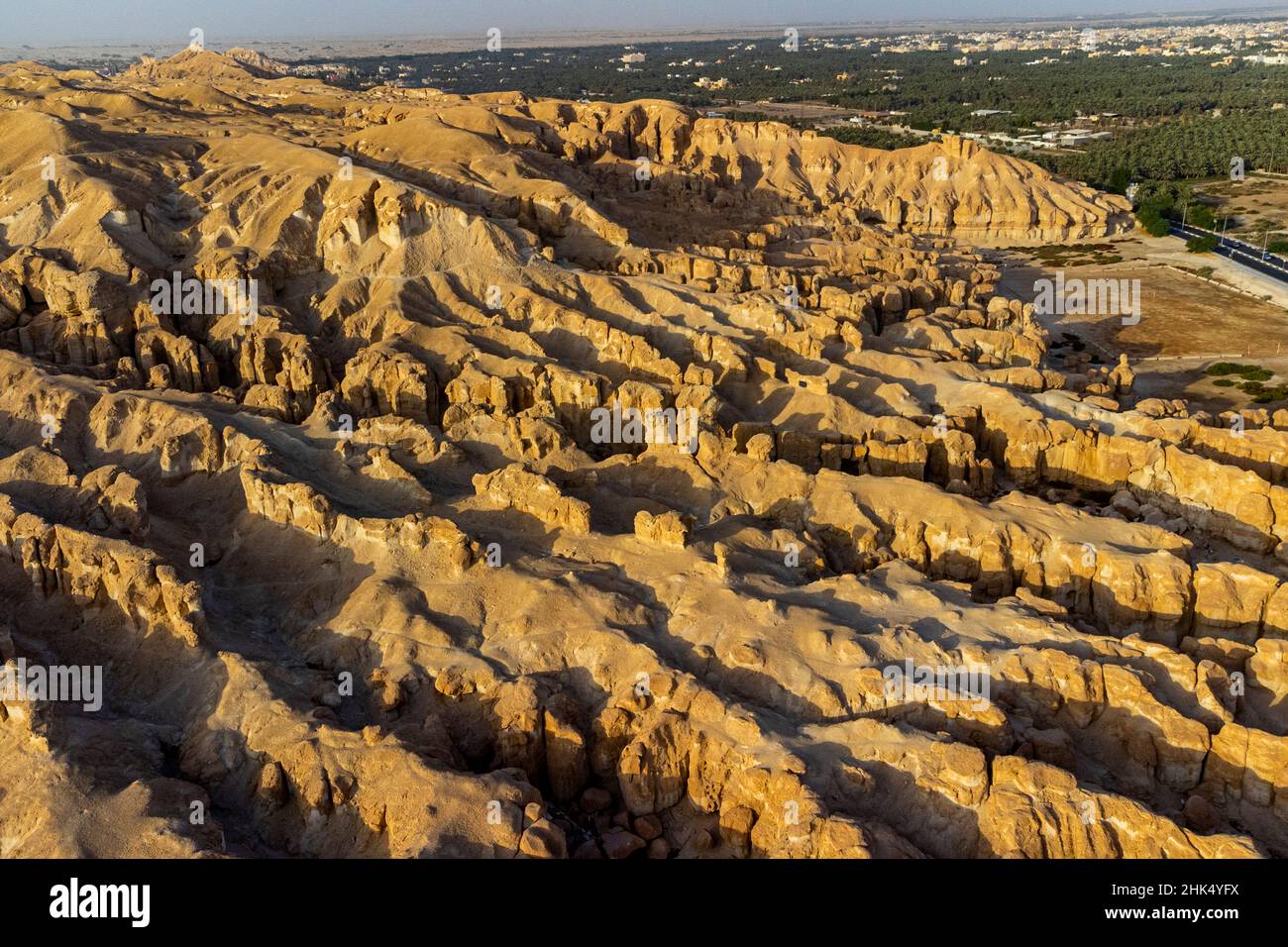 Aerial of the Al Qarah mountain, Al Ahsa (Al Hasa) Oasis, UNESCO World ...