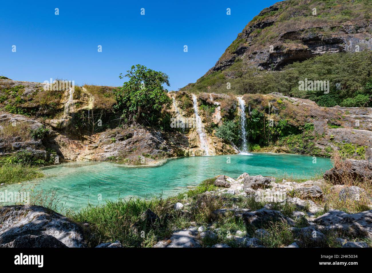 Turquoise waterfalls, Wadi Darbat, Salalah, Oman, Middle East Stock ...