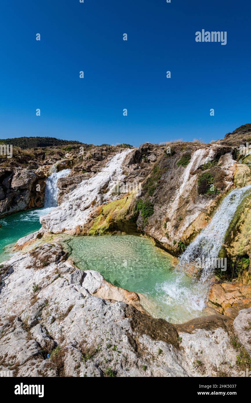 Turquoise waterfall, Wadi Darbat, Salalah, Oman, Middle East Stock ...