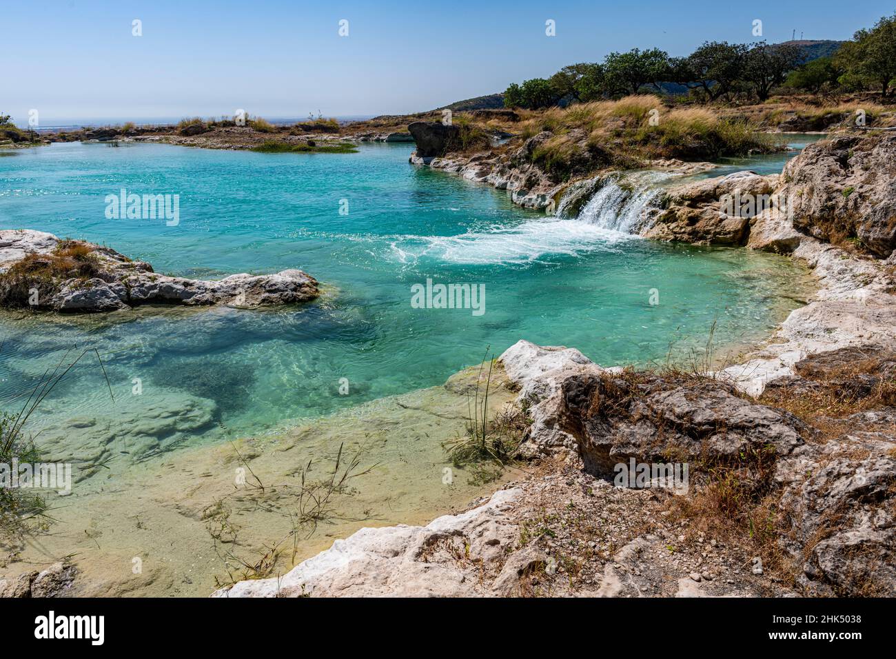 Turquoise waterfall, Wadi Darbat, Salalah, Oman, Middle East Stock ...