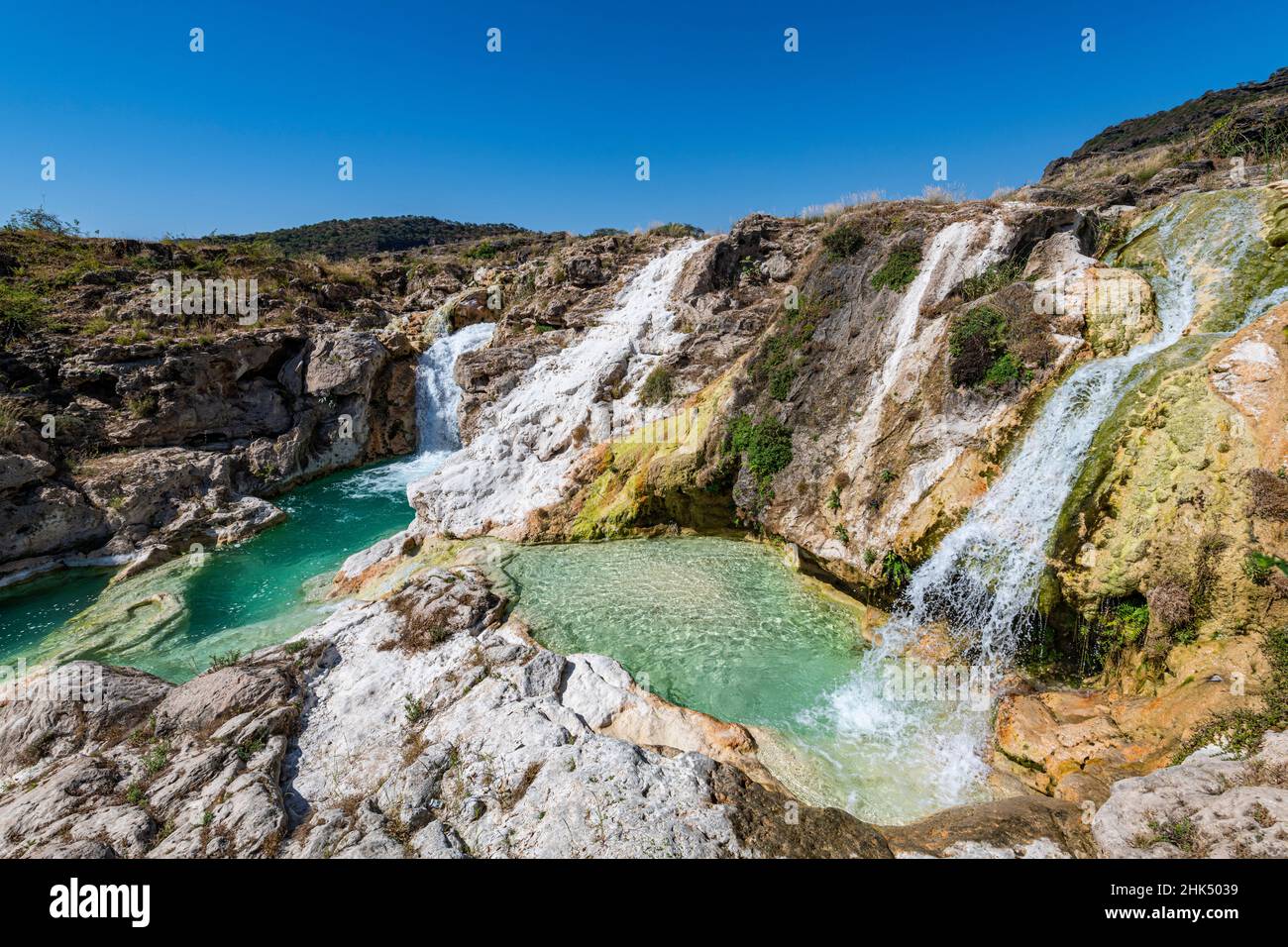 Turquoise waterfall, Wadi Darbat, Salalah, Oman, Middle East Stock ...