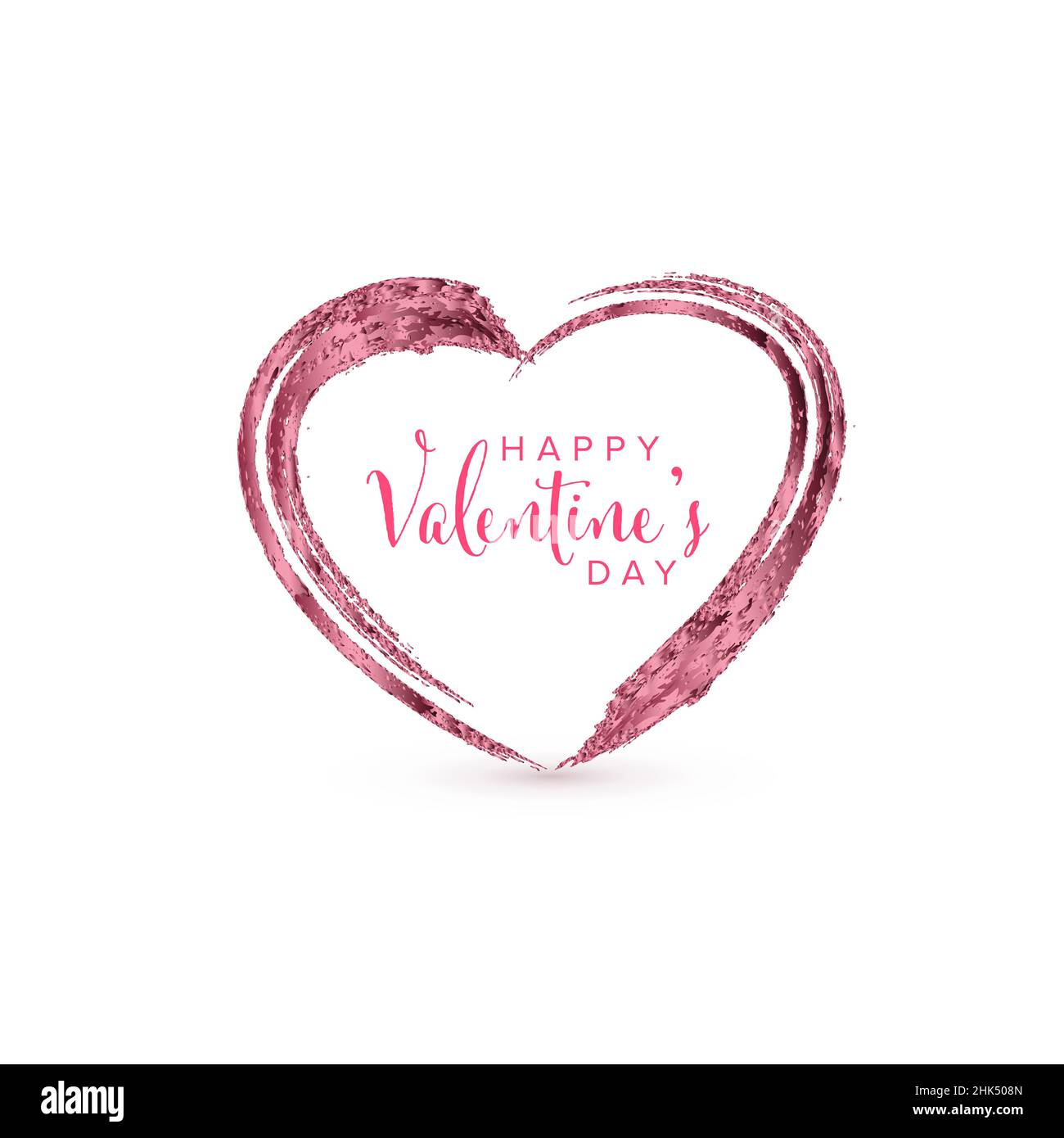 Golden Happy Valentines day card template - pink meatllic heart shape ...