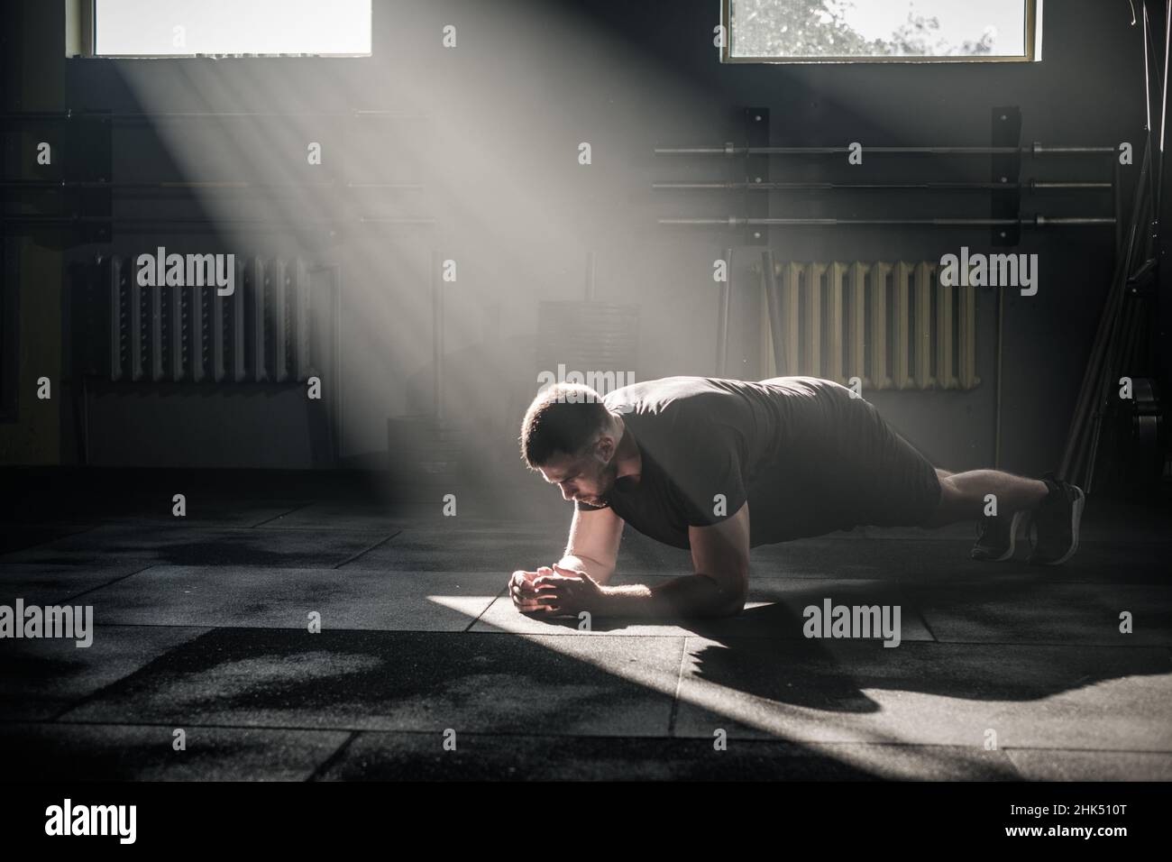 Strong Man Do Plank Exercises Stock Photo - Alamy