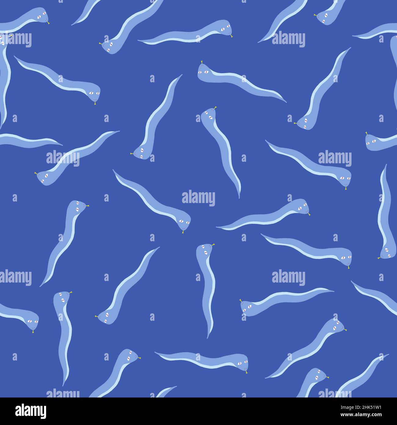 Scrapbook seamless pattern with worms random doodle silhouettes. Blue ...