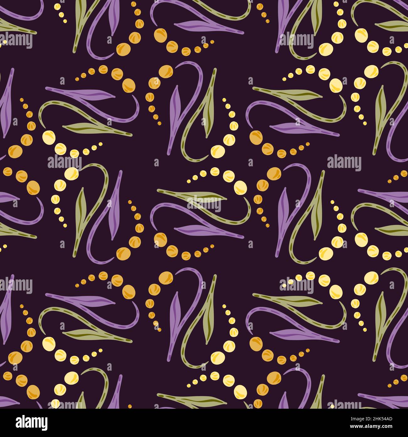 Decorative seamless pattern with doodle abstract lily of the valley ...