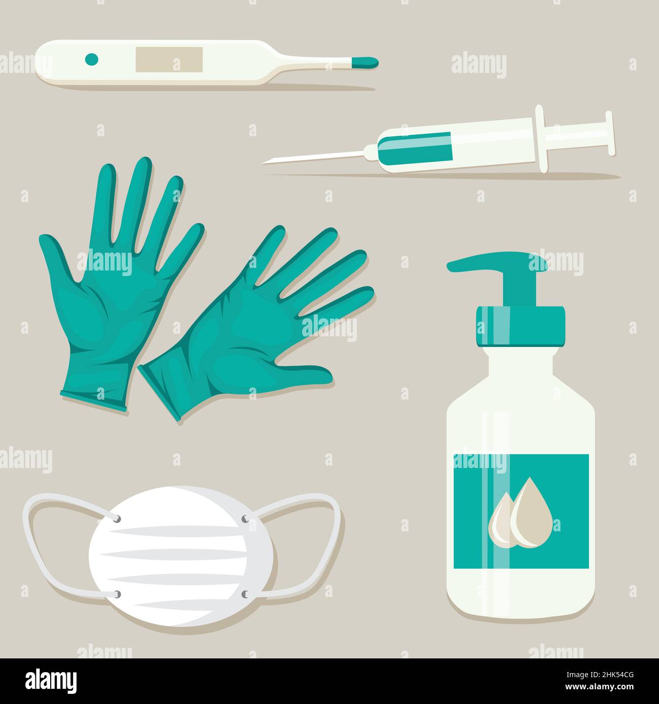 Medical mask gloves syringe Stock Vector Images - Alamy