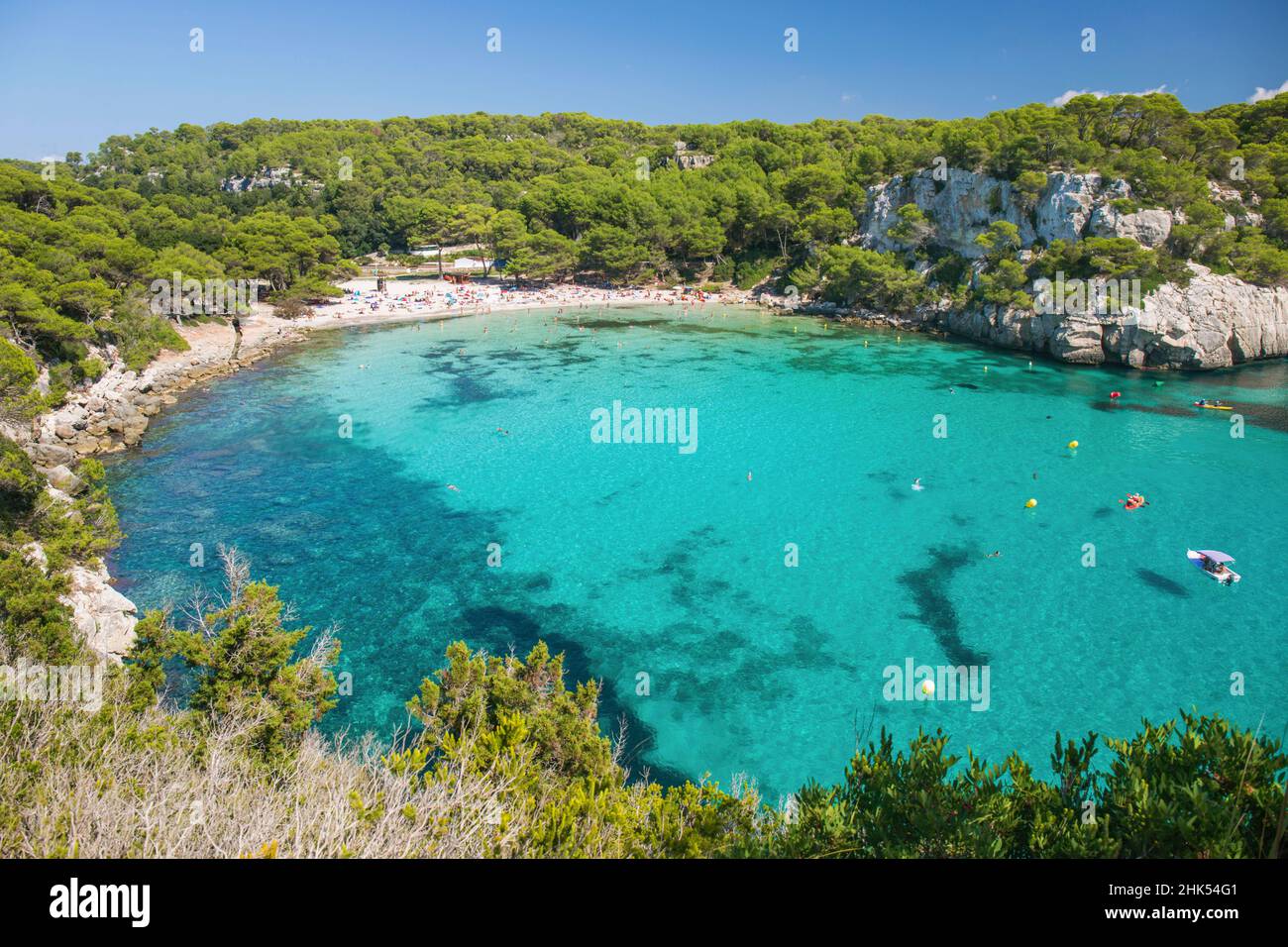 Macarella beach trees boat hi-res stock photography and images - Alamy