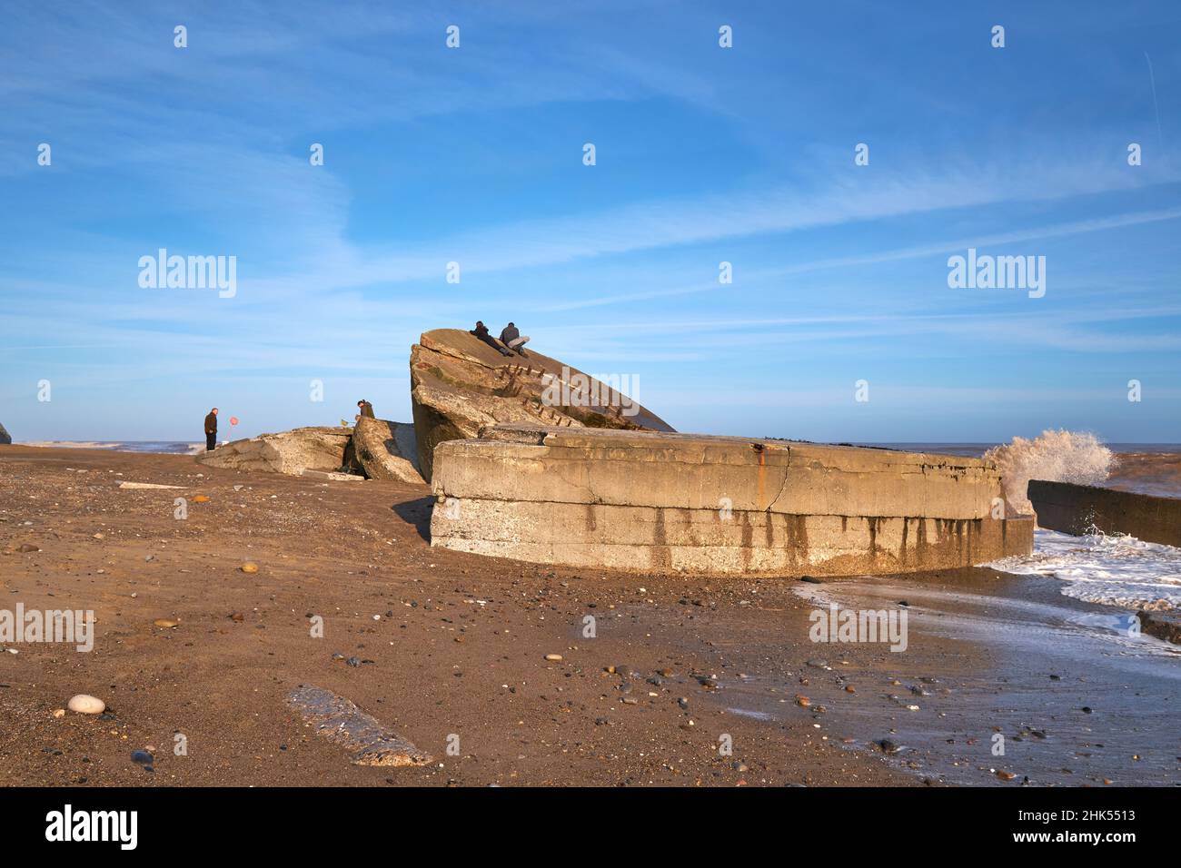 Remains of the WW2 Godwin gun battery on Spurn Head, East Yorkshire, UK ...