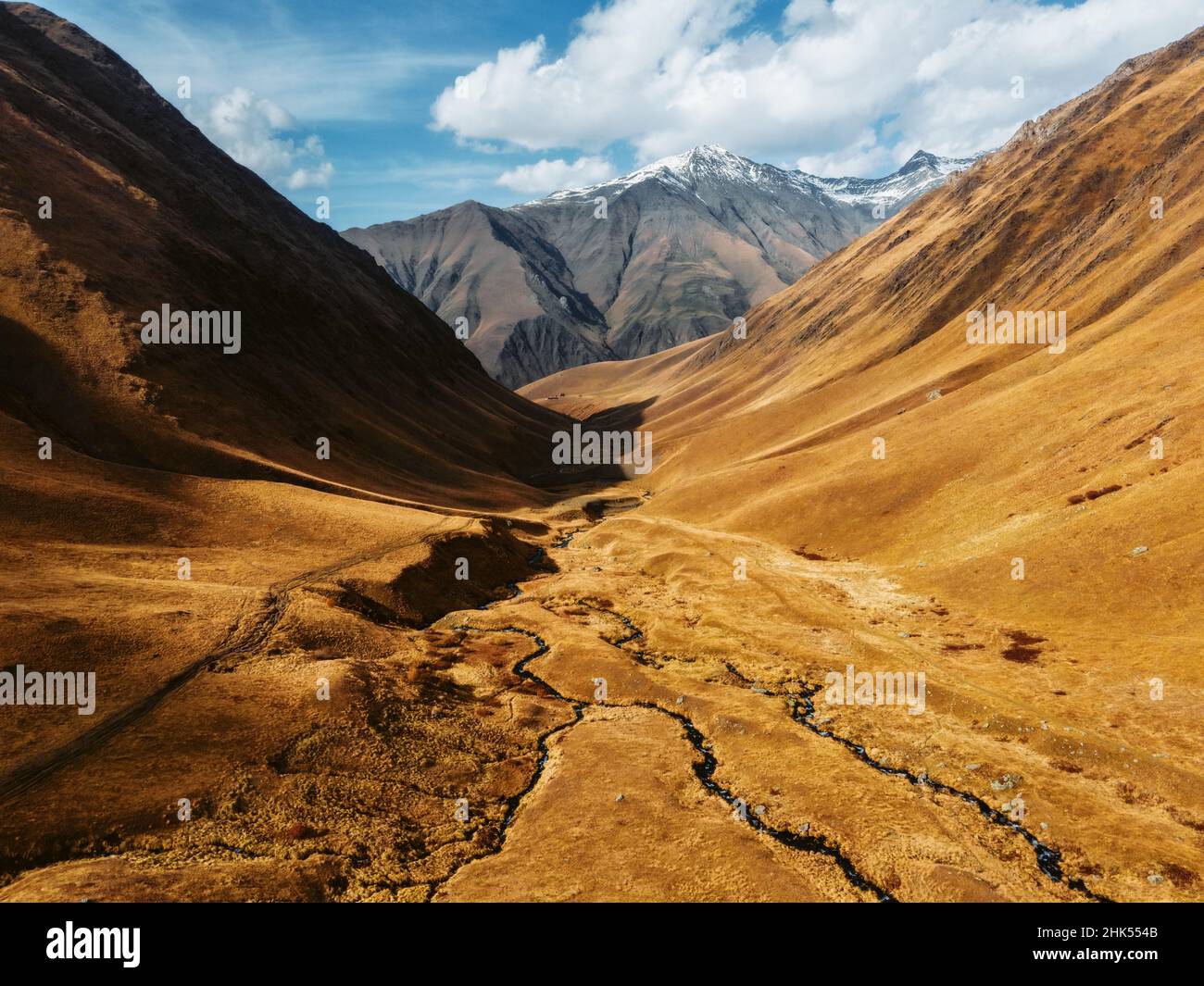 Aerial view of Juta Valley, Kazbegi, Georgia (Sakartvelo), Central Asia ...