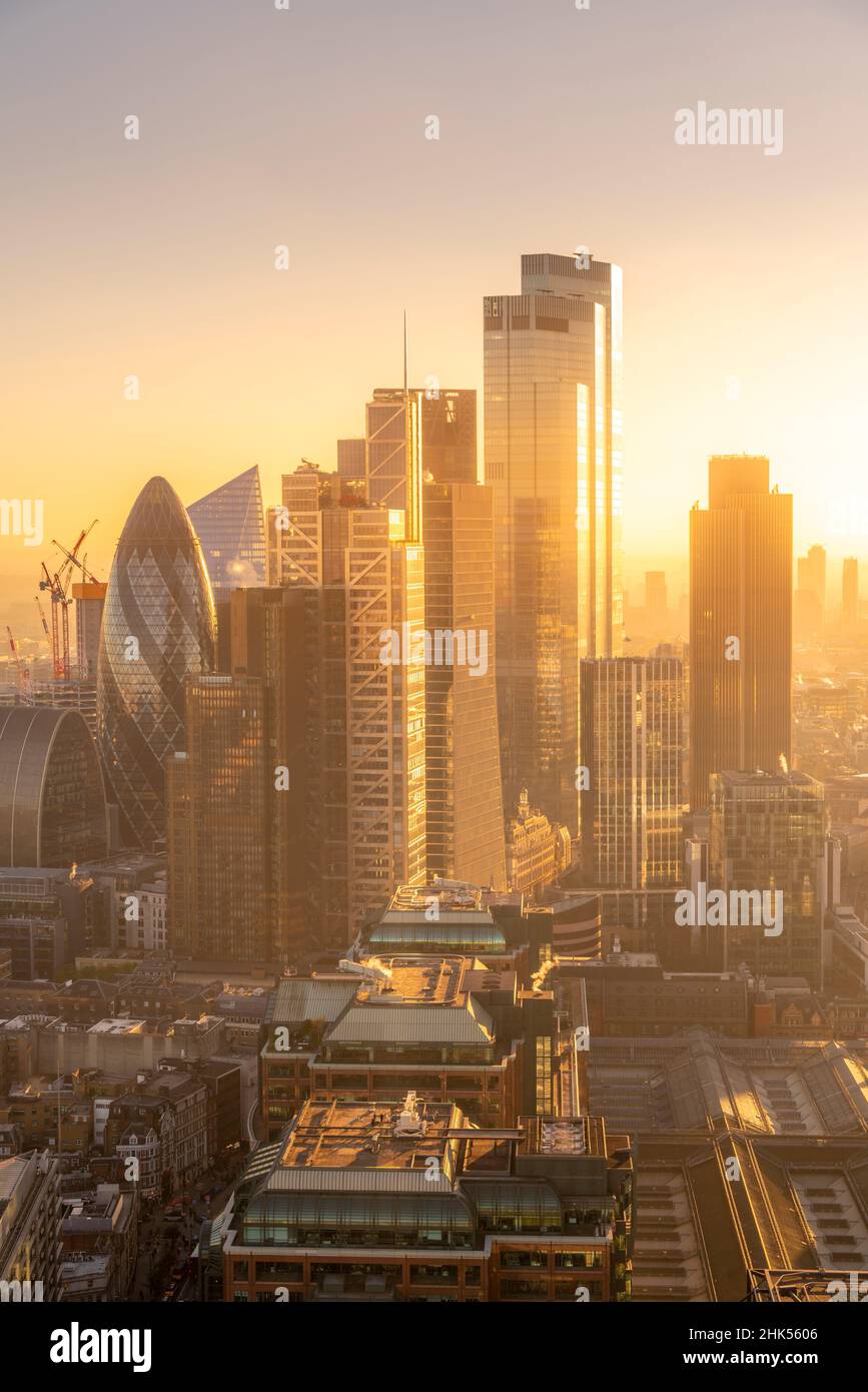 View of City of London skyscrapers at golden hour from the Principal ...