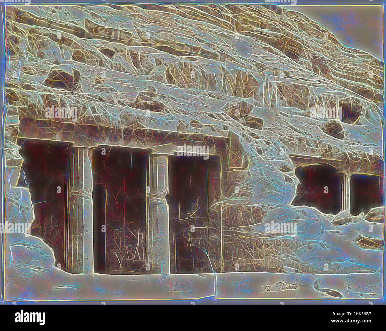 Inspired by Tombs at Beni Hasan, View of the façade of the tombs of ...