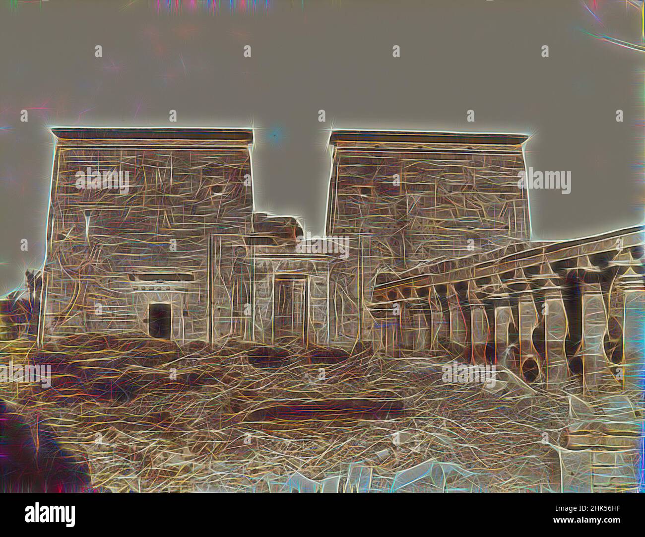 Inspired by Phile Vue de Pylone avec les Colonnes, Temple of Isis pylon ...