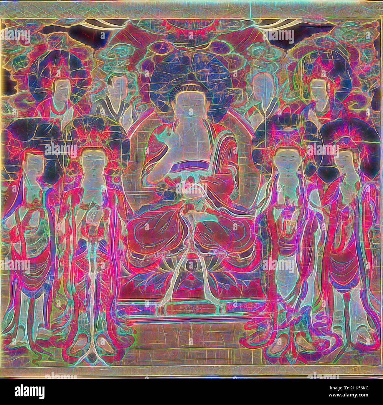 Inspired by Amit'a, Amitabha with Six Bodhisattvas and Two Arhats, Ink ...