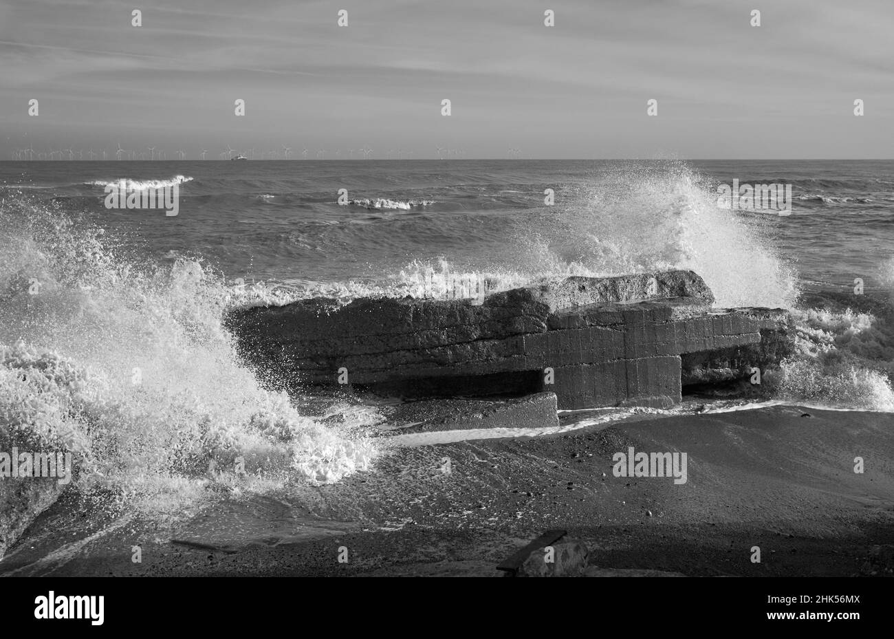 Crashing waves over sea Black and White Stock Photos & Images - Alamy