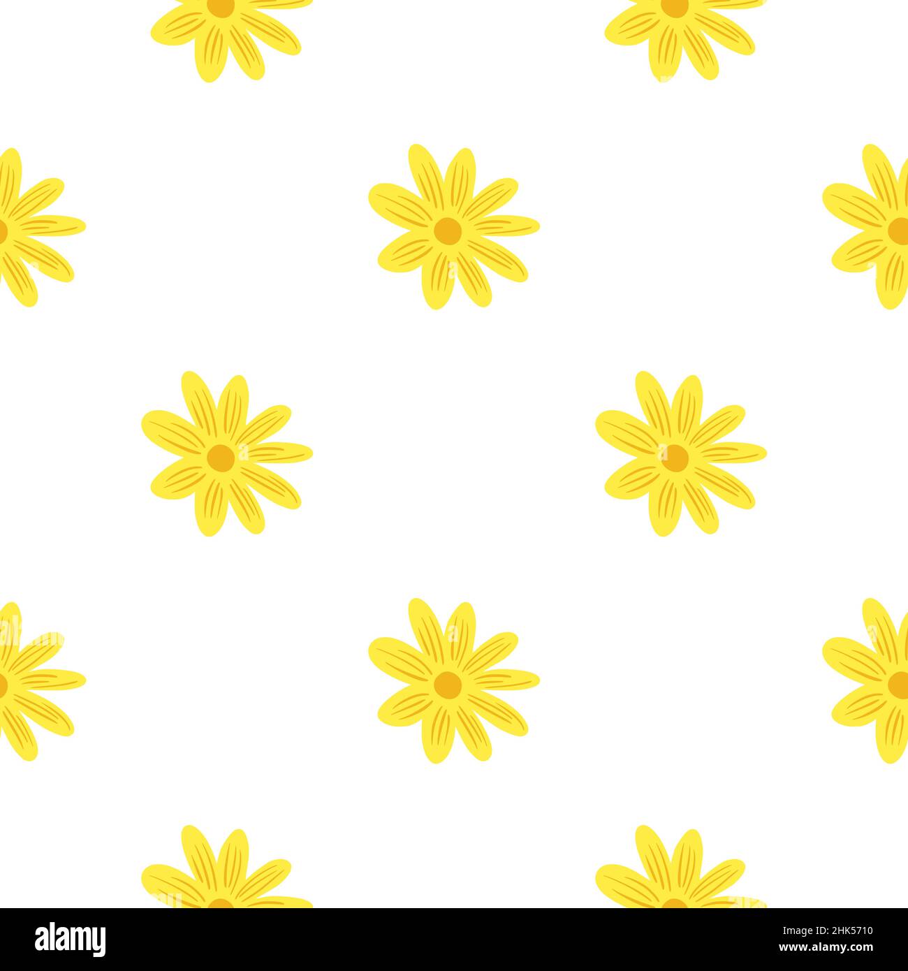 Botanical seamless pattern with bright yellow flowers daisy print ...