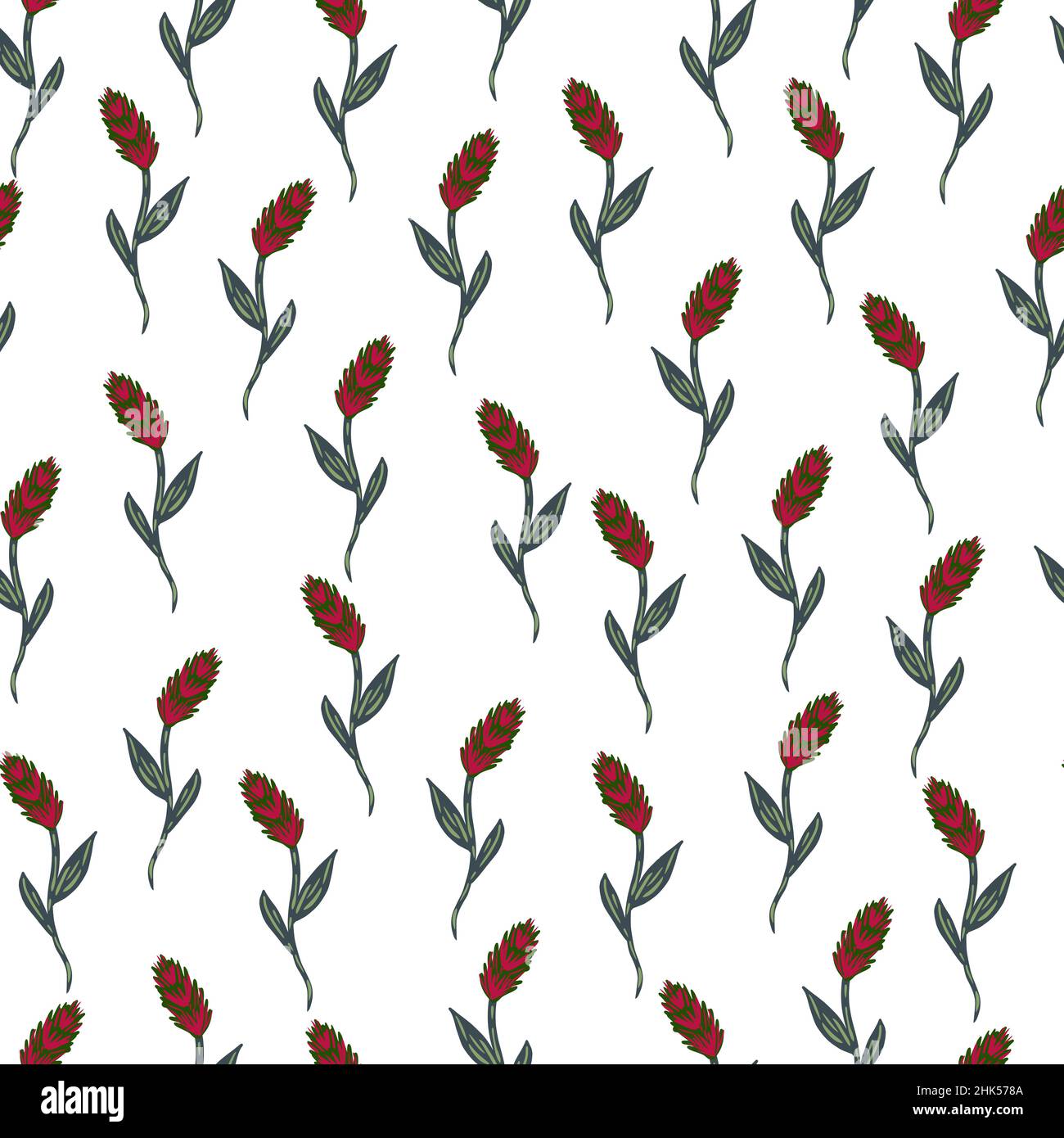 Isolated seamless pattern with pink ear of wheat silhouettes. Little ...