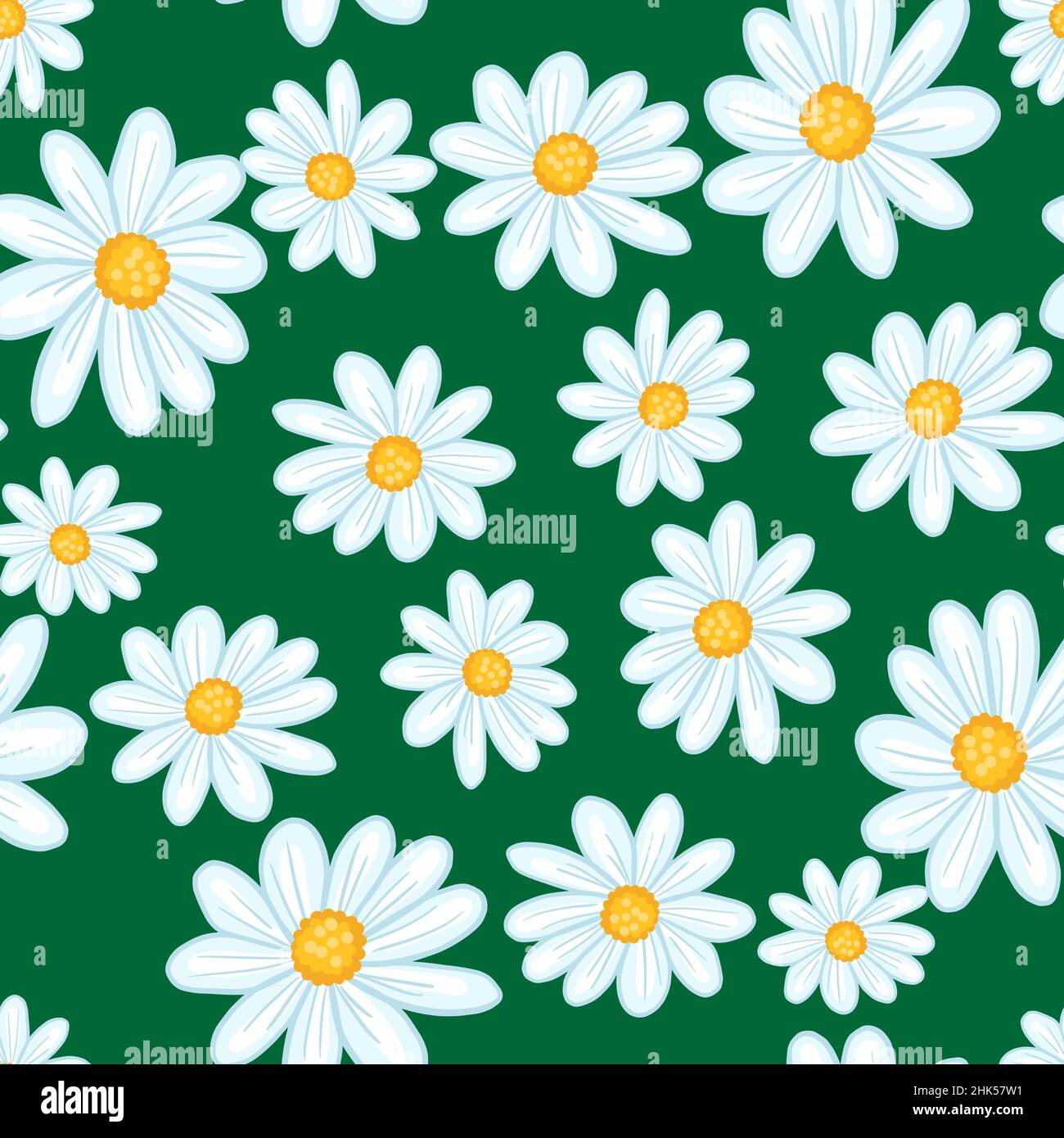 Summer season seamless pattern with light blue random daisy flowers ...