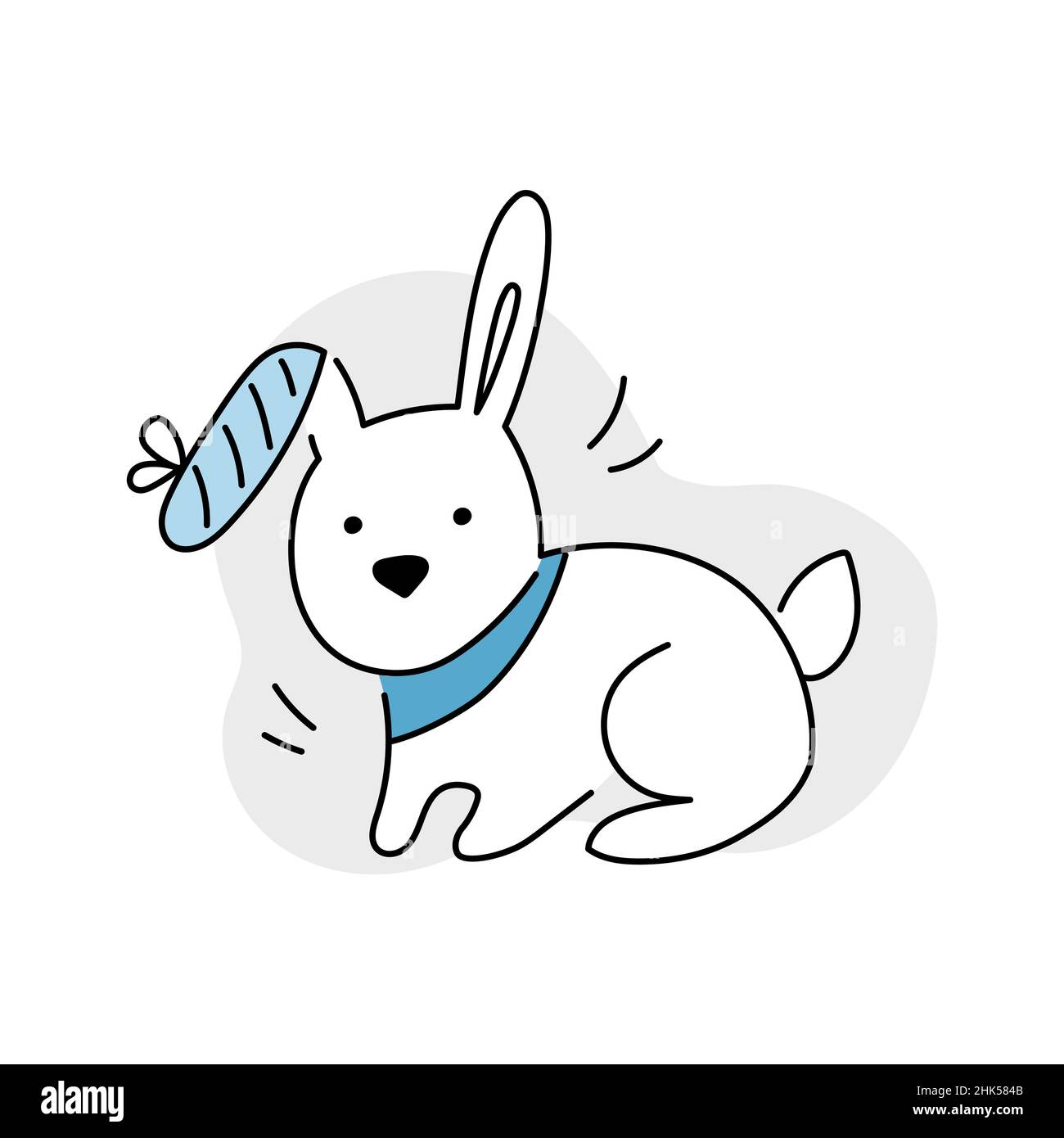 Sick rabbit line doodle icon for veterinary clinic. Animal, pet health ...