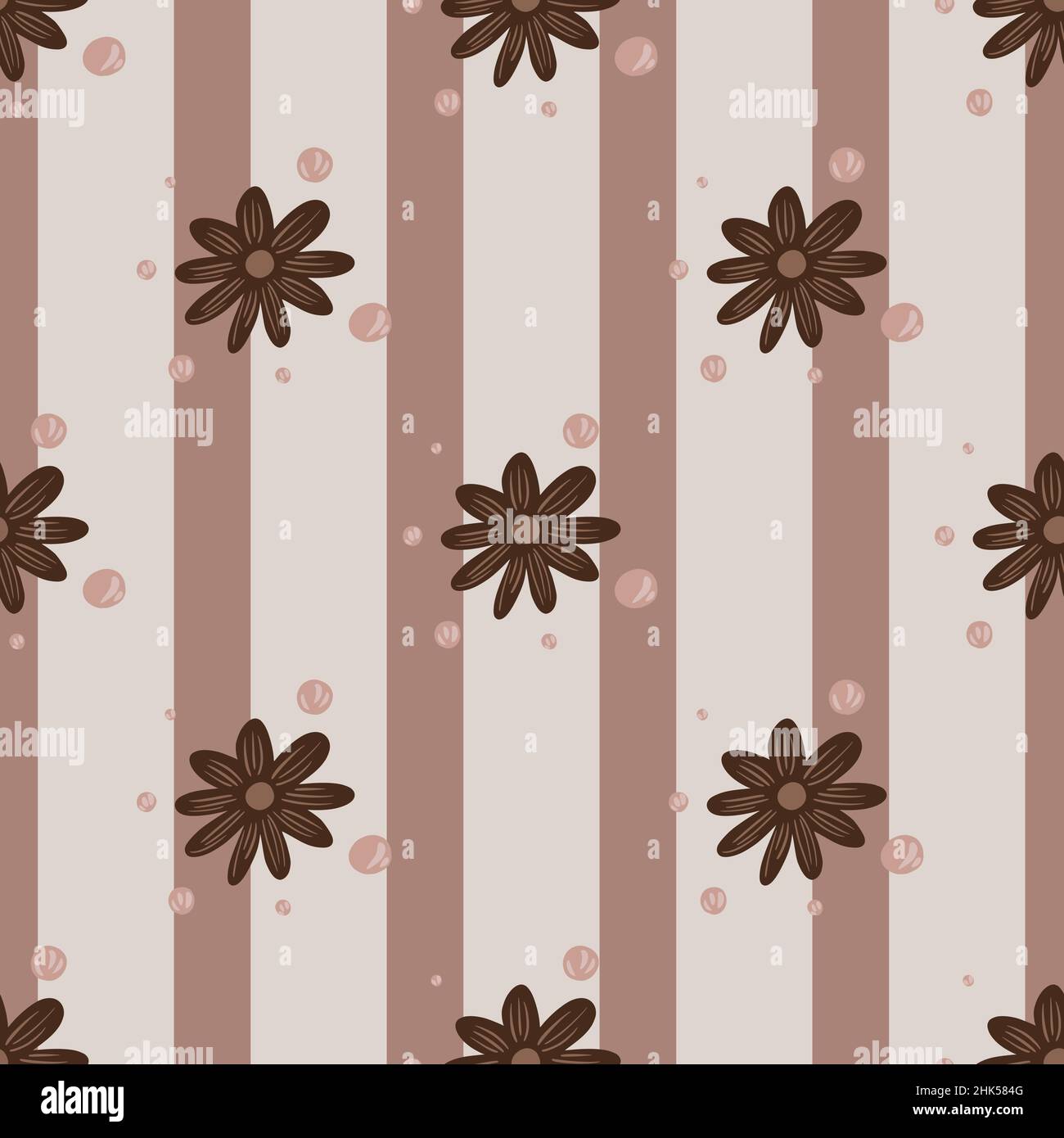 Botanical seamless pattern in pale tones with abstract chamomile ...