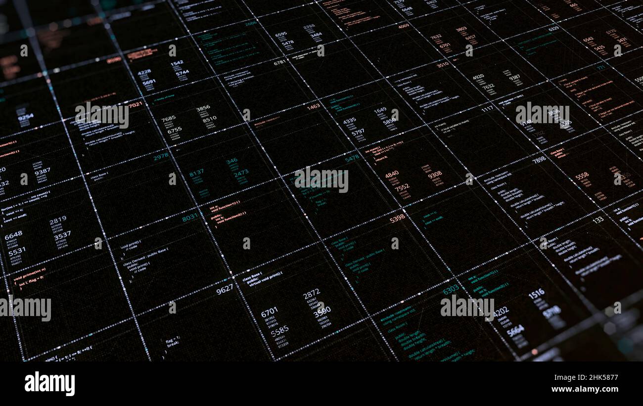 Cells with digital data. Animation. Spreadsheet with digital dates ...