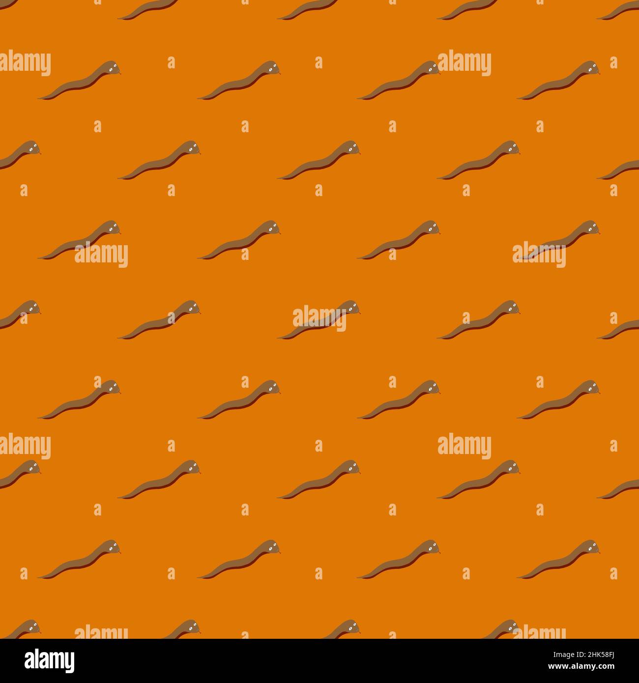 Brown small worms silhouettes seamless doodle pattern in minimalistic ...