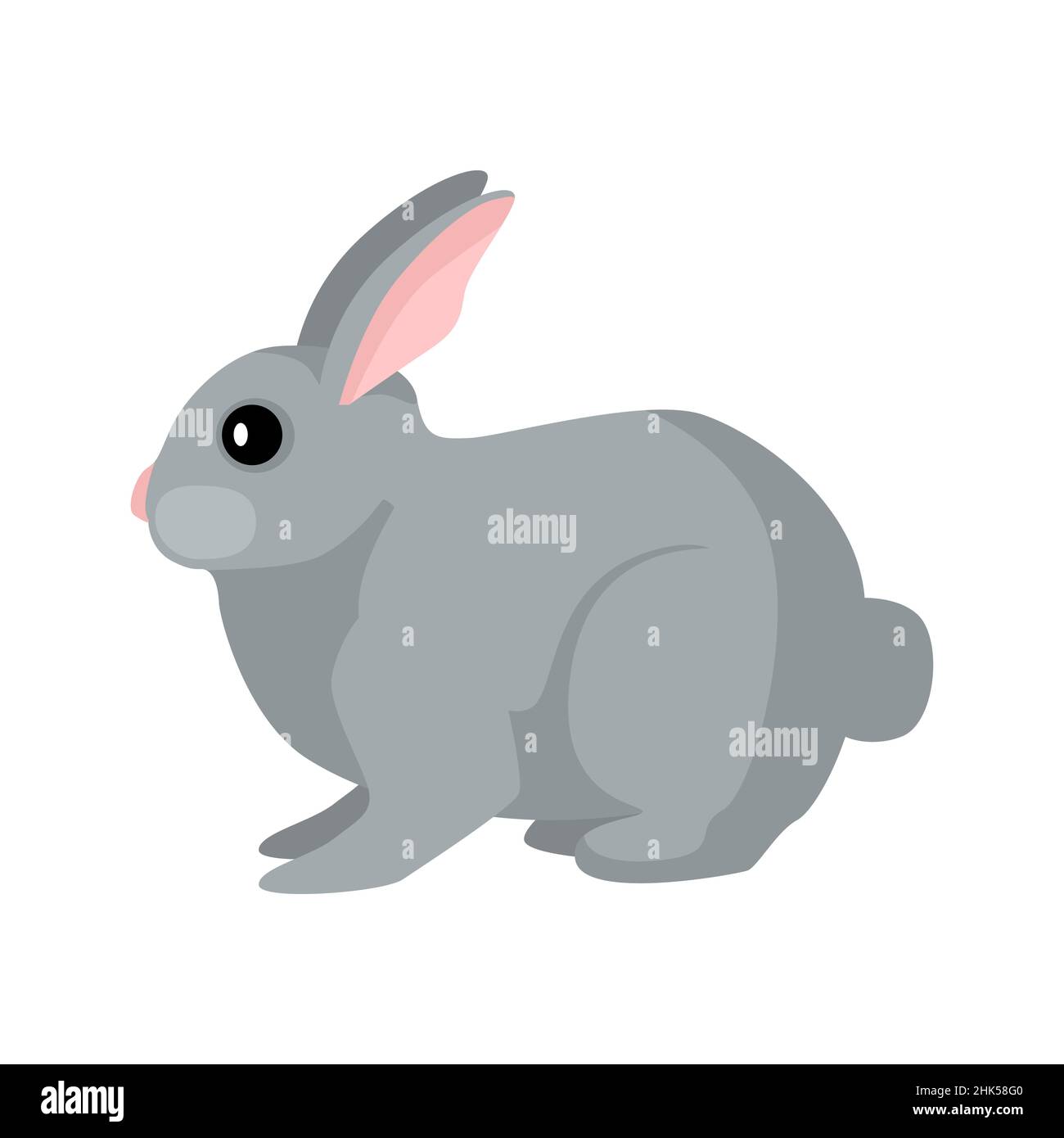 Cute bunny isolated on white background in flat style. Funny cartoon ...