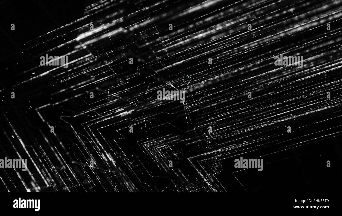 Angle of shining lines. Animation. Two streams of shining lines collide ...