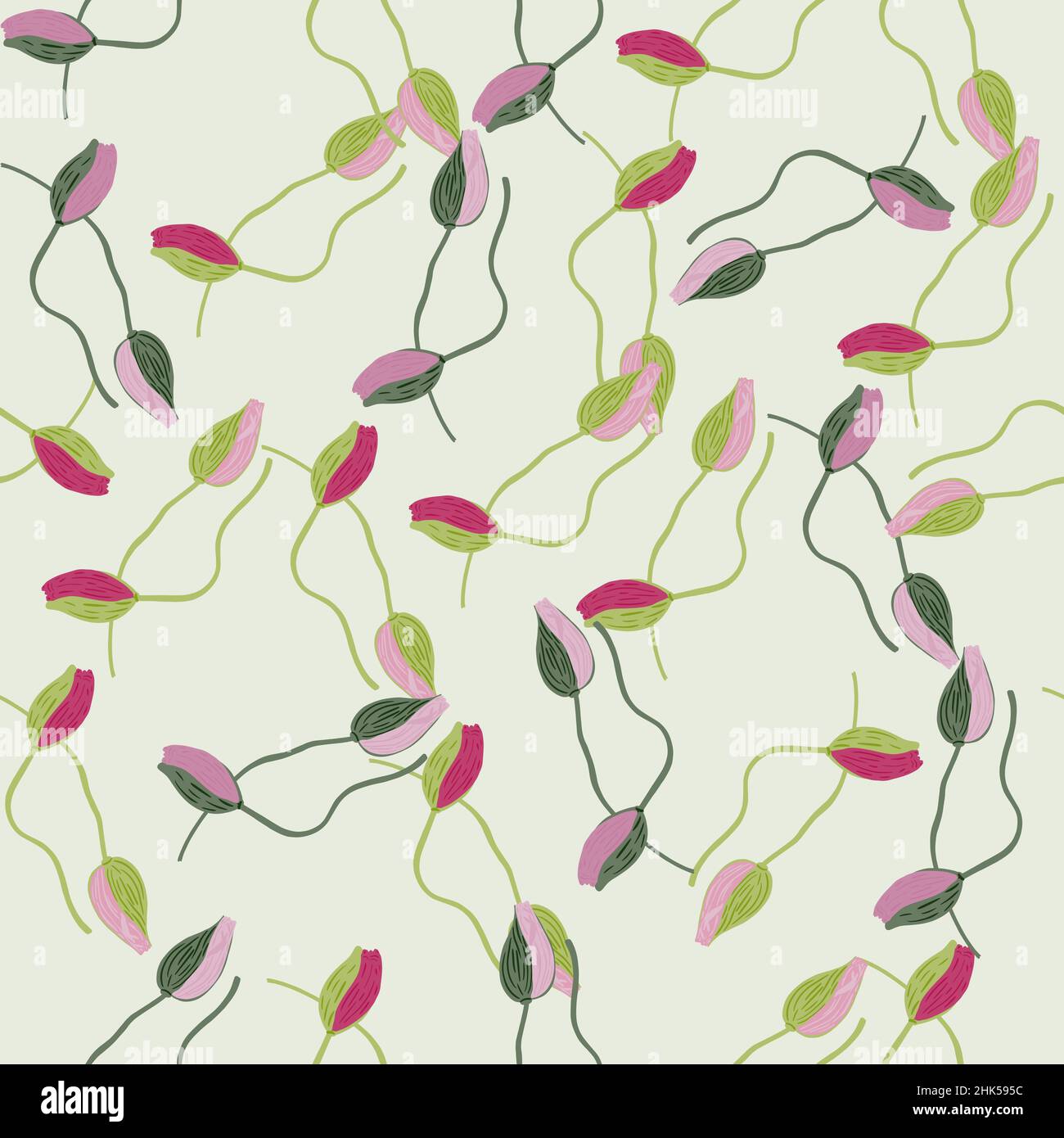 Decorative seamless pattern with little random abstract poppy bud ...