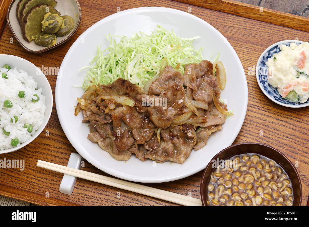 shogayaki teishoku, japanese ginger pork set meal Stock Photo - Alamy