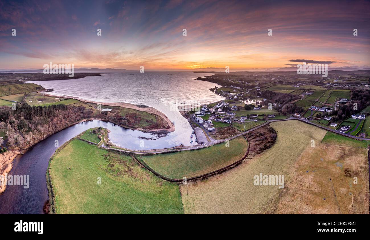 Aerial view of the Inver pier in County Donegal - Ireland Stock Photo ...