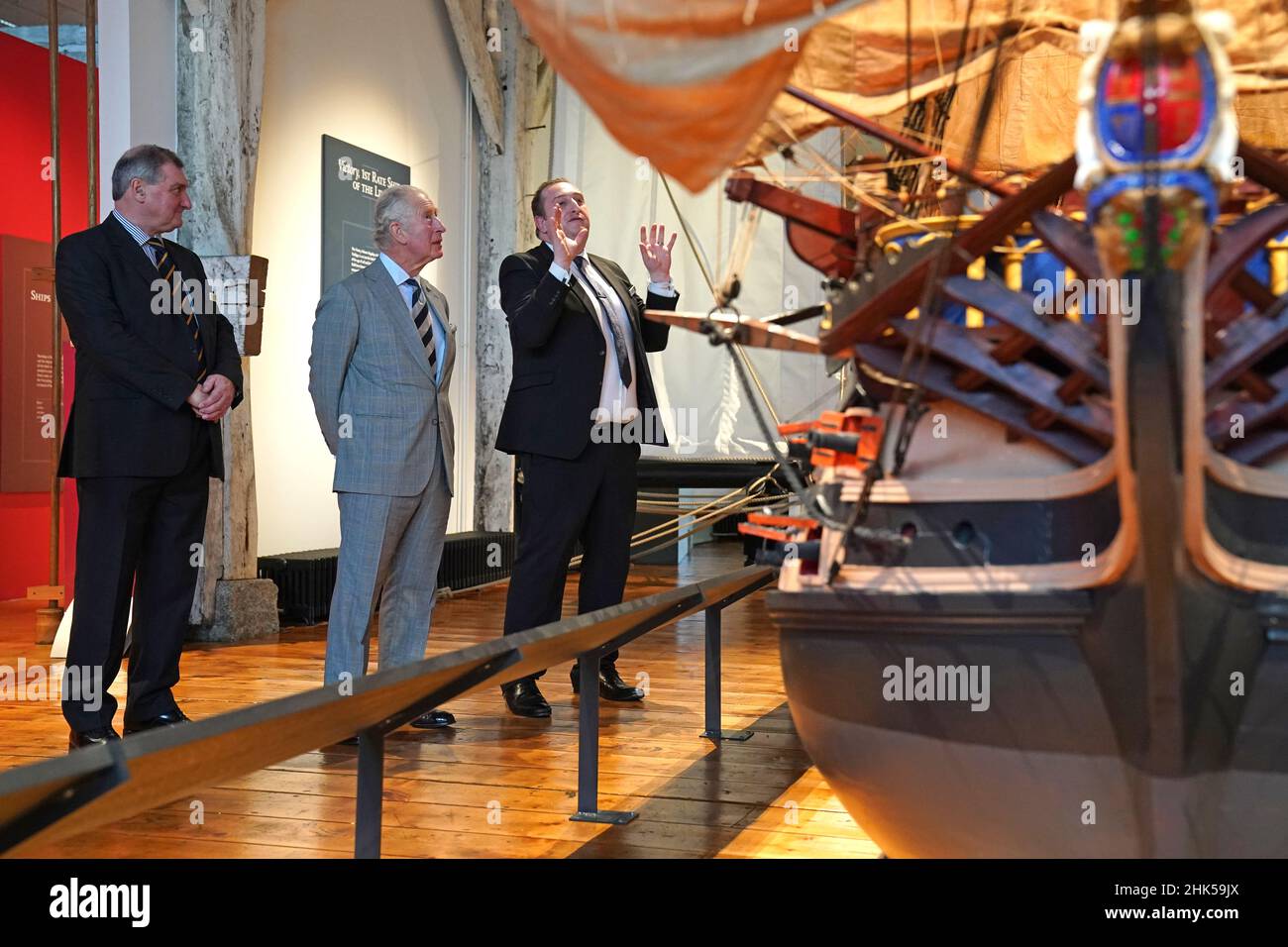 The Prince of Wales views the model of HMS Victory, Nelson's flagship ...