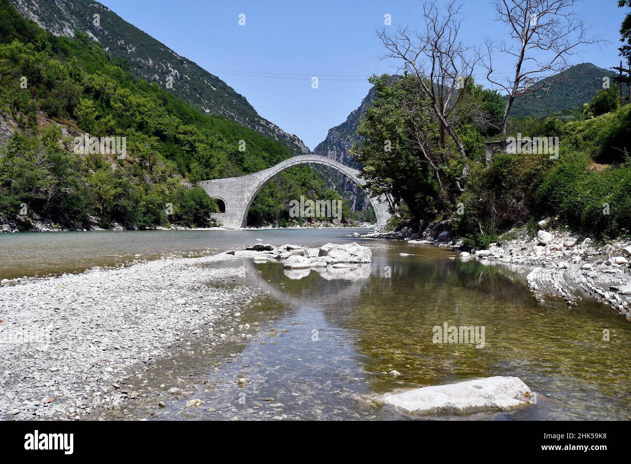 Greece, Plaka Bridge over the Arachthos River the largest single-arched ...