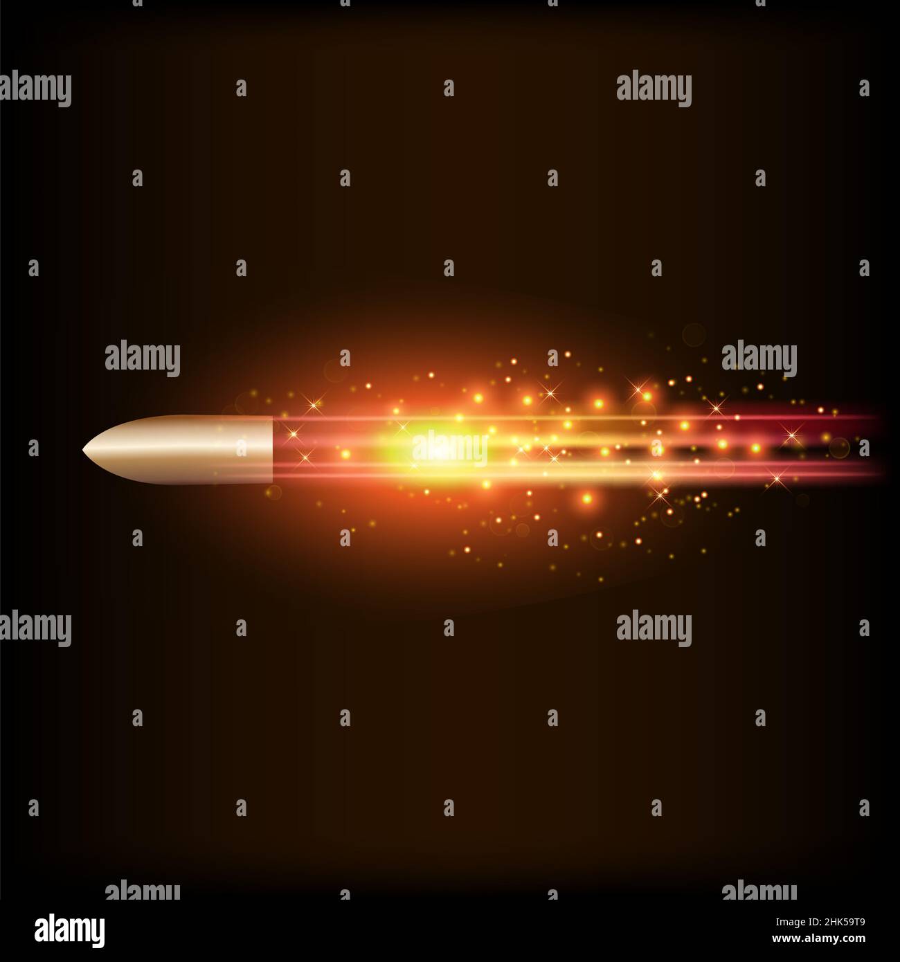 Burning Metal Bullet with Fire Flame Isolated on Dark Background Stock ...