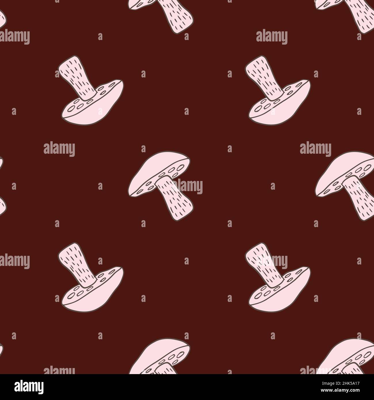 Decorative seamless pattern with light pink Leccinum scabrum mushroom ...