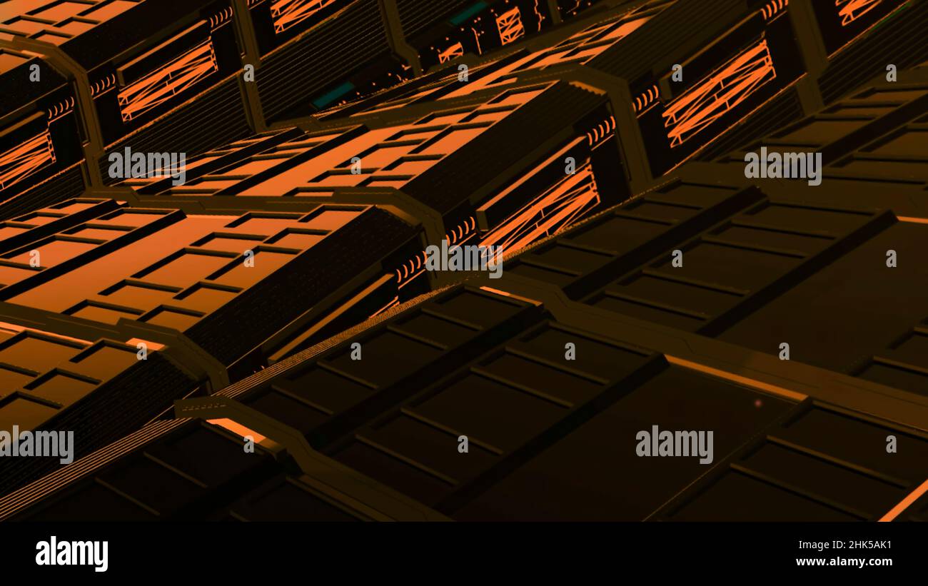 3D platforms are moving on spaceship. Motion. Futuristic 3d platforms ...