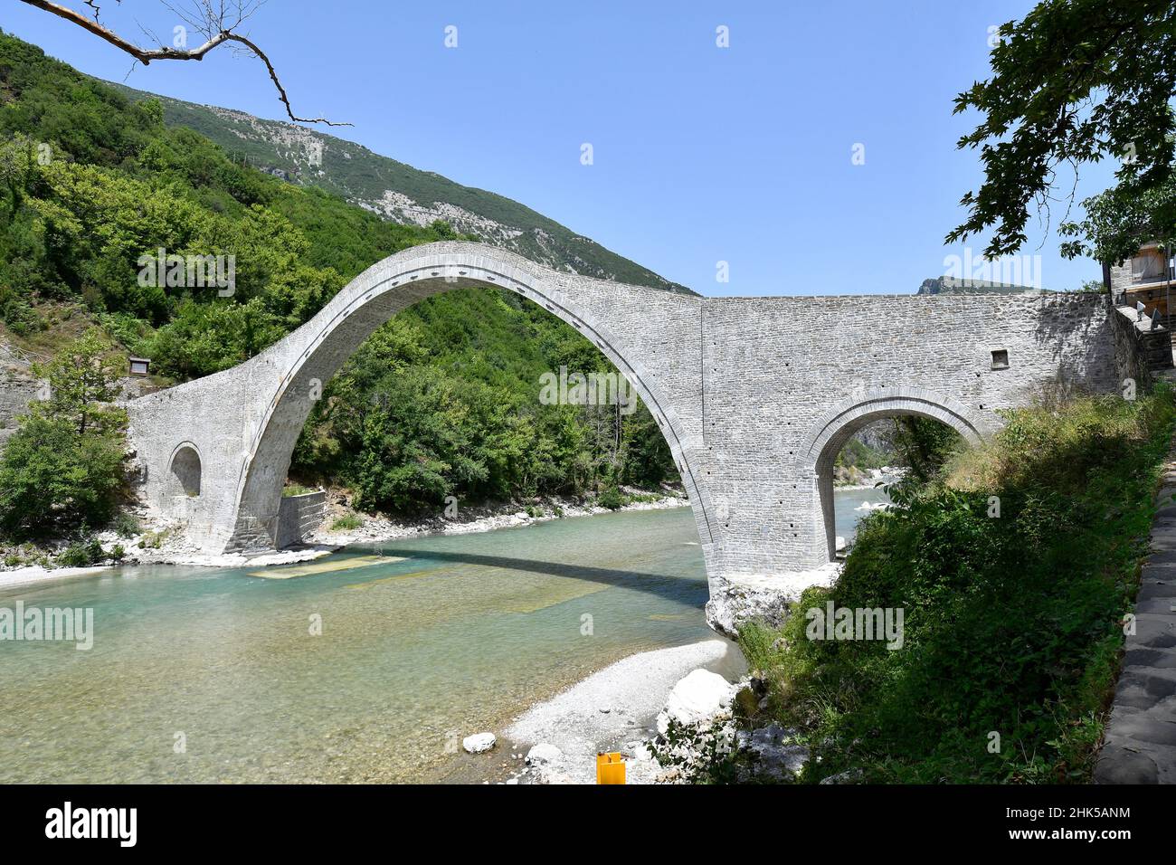 Greece, Plaka Bridge over the Arachthos River the largest single-arched ...