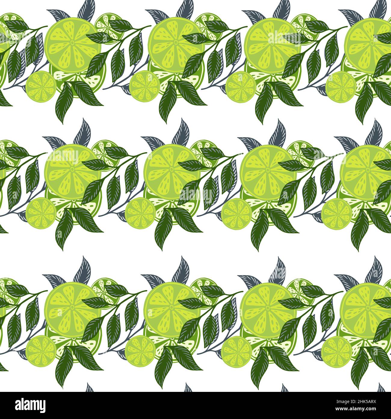 Isolated seamless pattern with green doodle lime slices citrus fruit ...